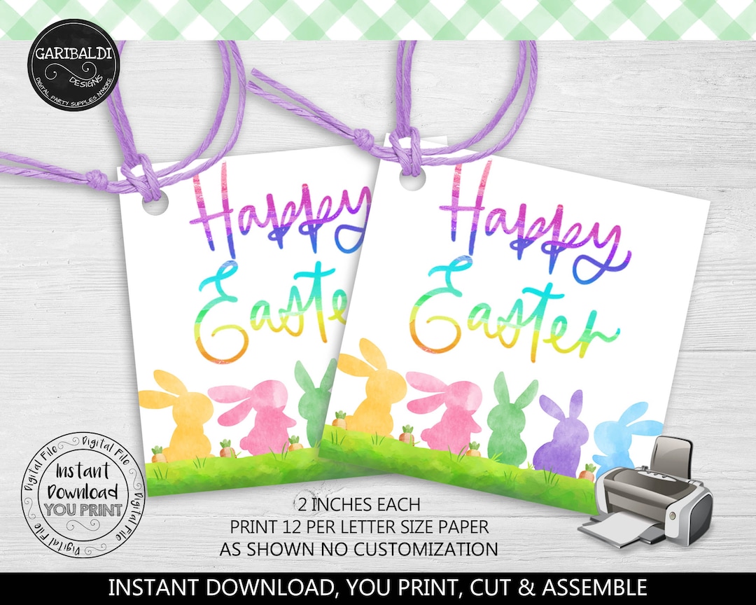Instant Download Happy Easter Gift Tag, Printable Easter Favor Tag ...
