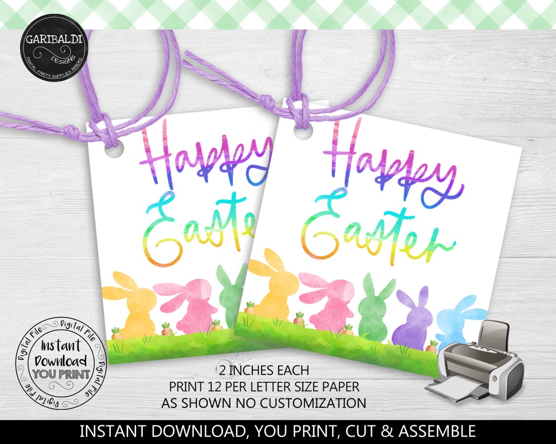 Instant Download Happy Easter Gift Tag, Printable Easter Favor Tag ...