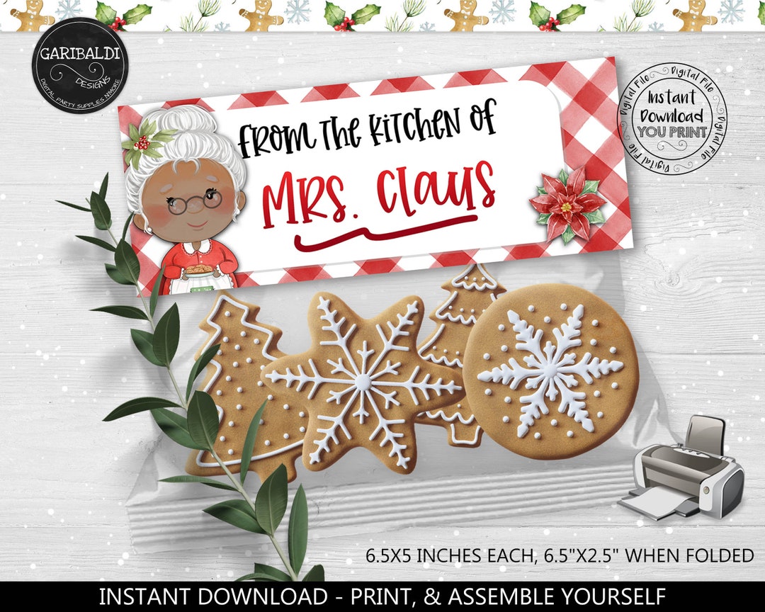 From the Kitchen of Mrs. Claus Bag Topper Christmas Cookie Candy Treat ...
