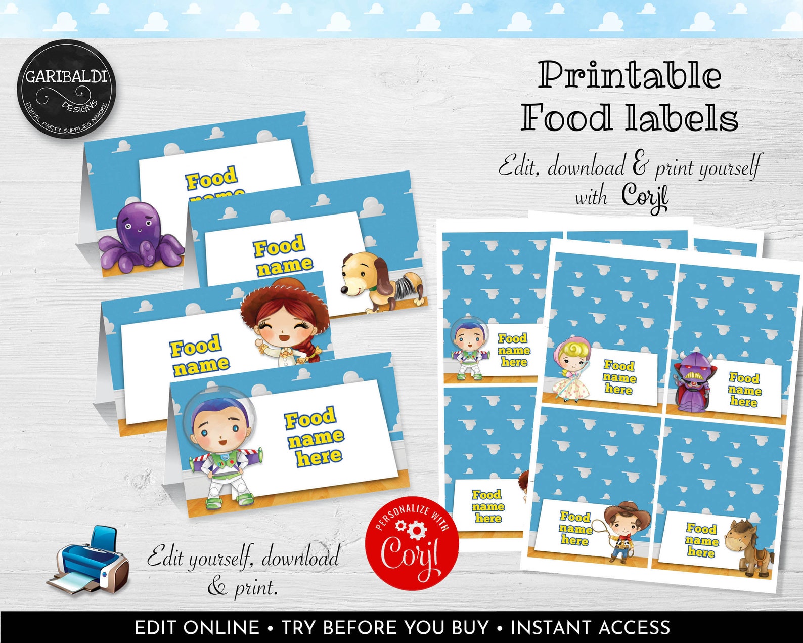 Editable Toy Story Food Labels Toy Story Buffet Food Tent - Etsy