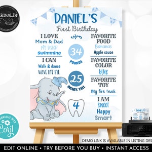 Editable Dumbo Milestone Board Dumbo First Birthday Board Dumbo ...