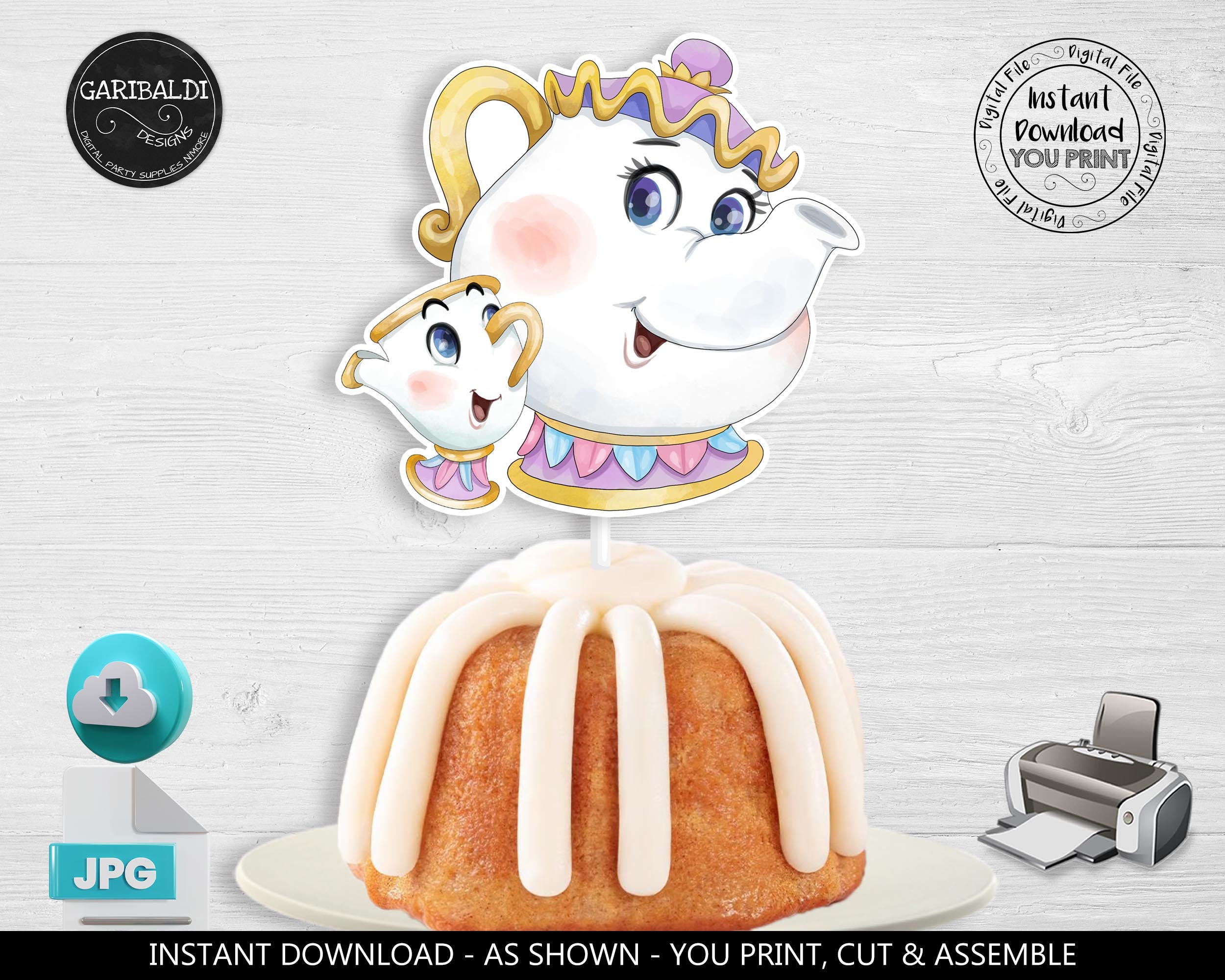Printable Mrs. Potts and Chip Centerpieces Something There That Wasn't ...