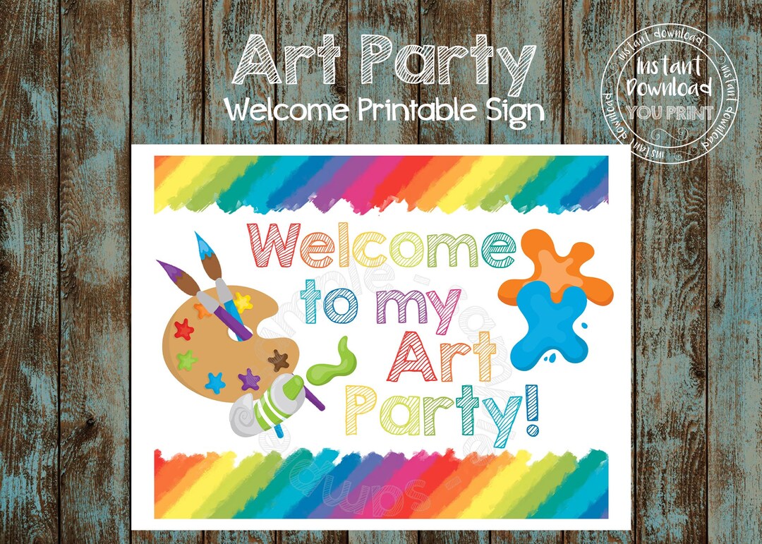 Printable Art and Craft Welcome Sign, Art Party Welcome Sign, Art ...