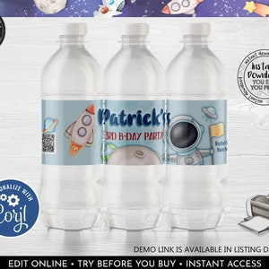 Editable Outer Space Water Bottle Labels Template Galaxy Party Decor ...