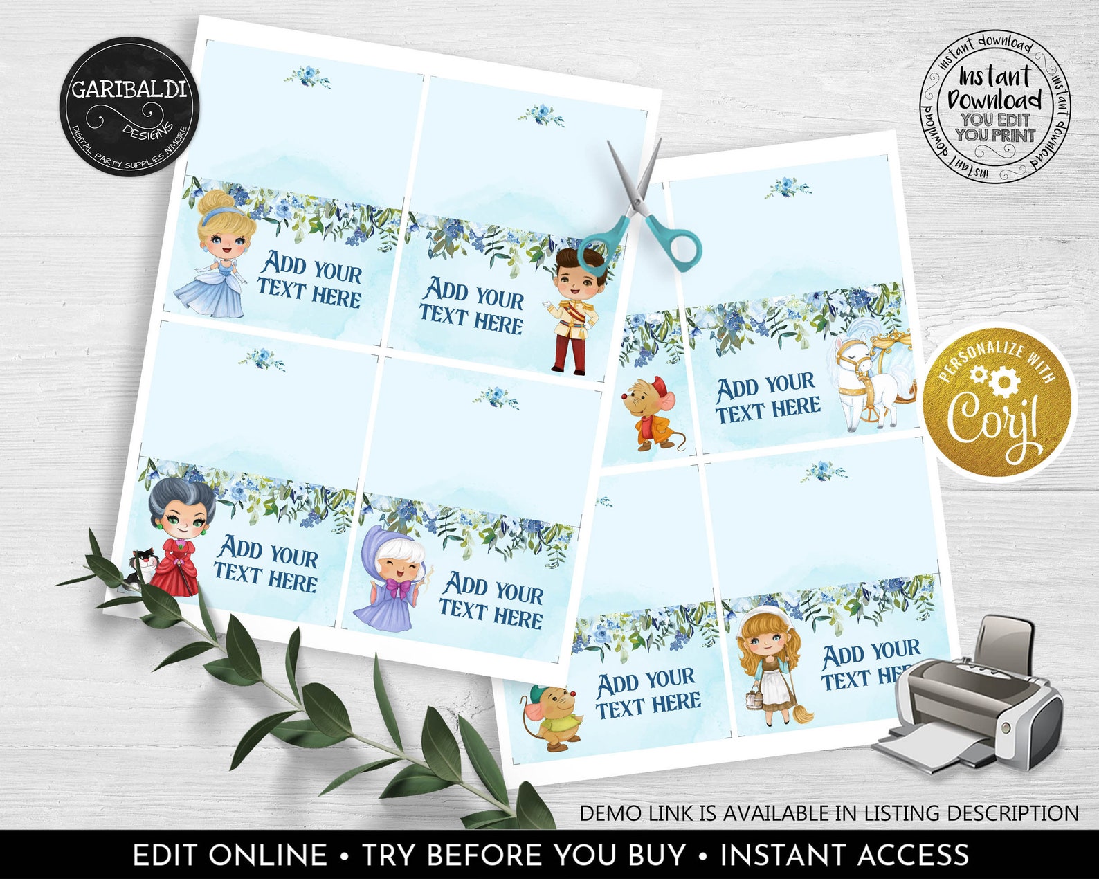 Editable Cinderella Food Labels Once Upon a Time Princess - Etsy