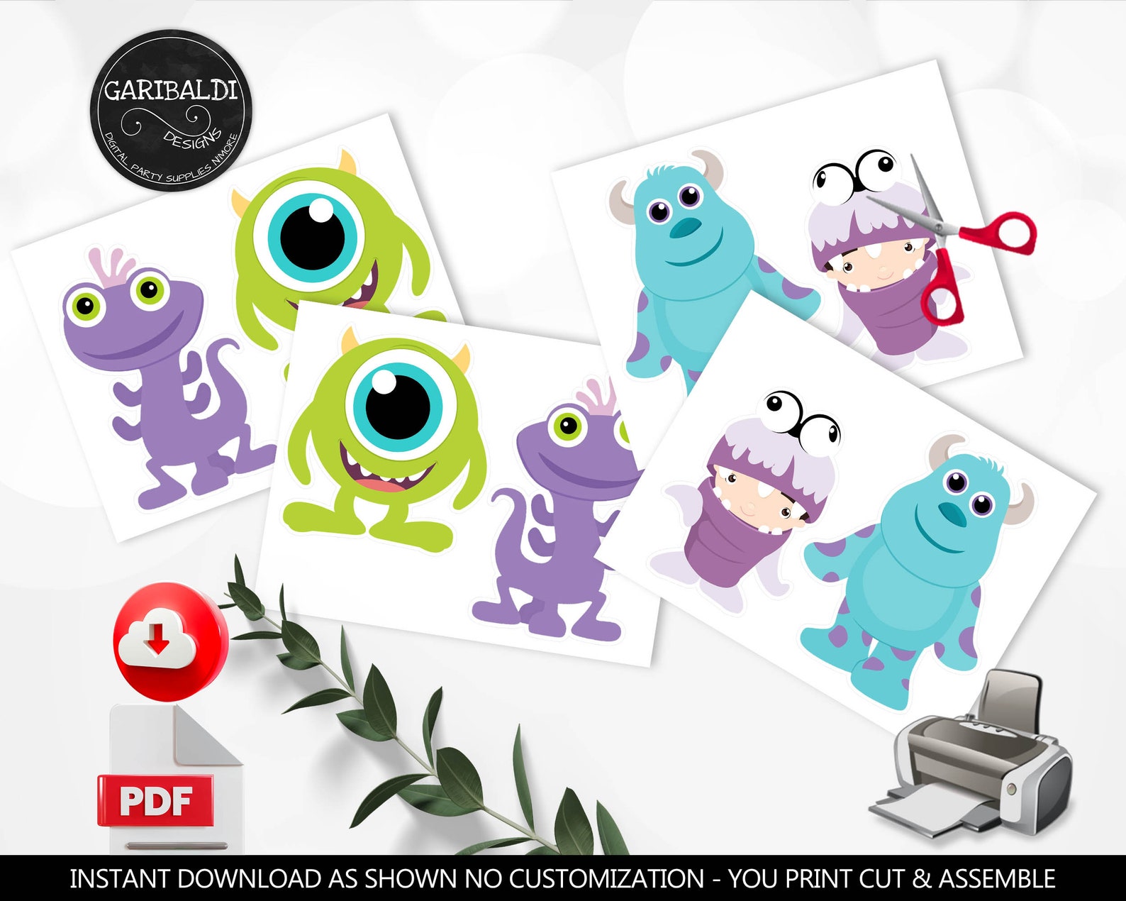 Monsters Centerpieces Printable Monsters Table Decorations Digital ...
