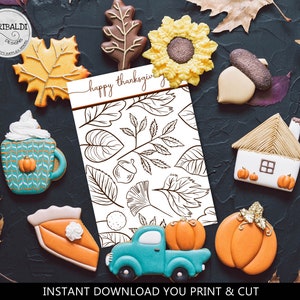 Printable Thanksgiving Cookie Card Printable Cookie Card Holder Instant ...