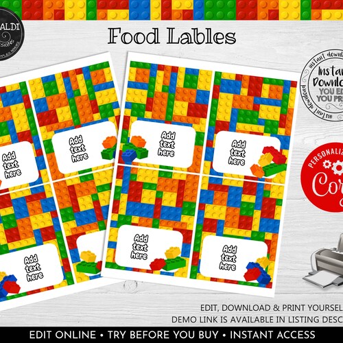 Editable Building Blocks Food Labels Printable Building Blocks - Etsy
