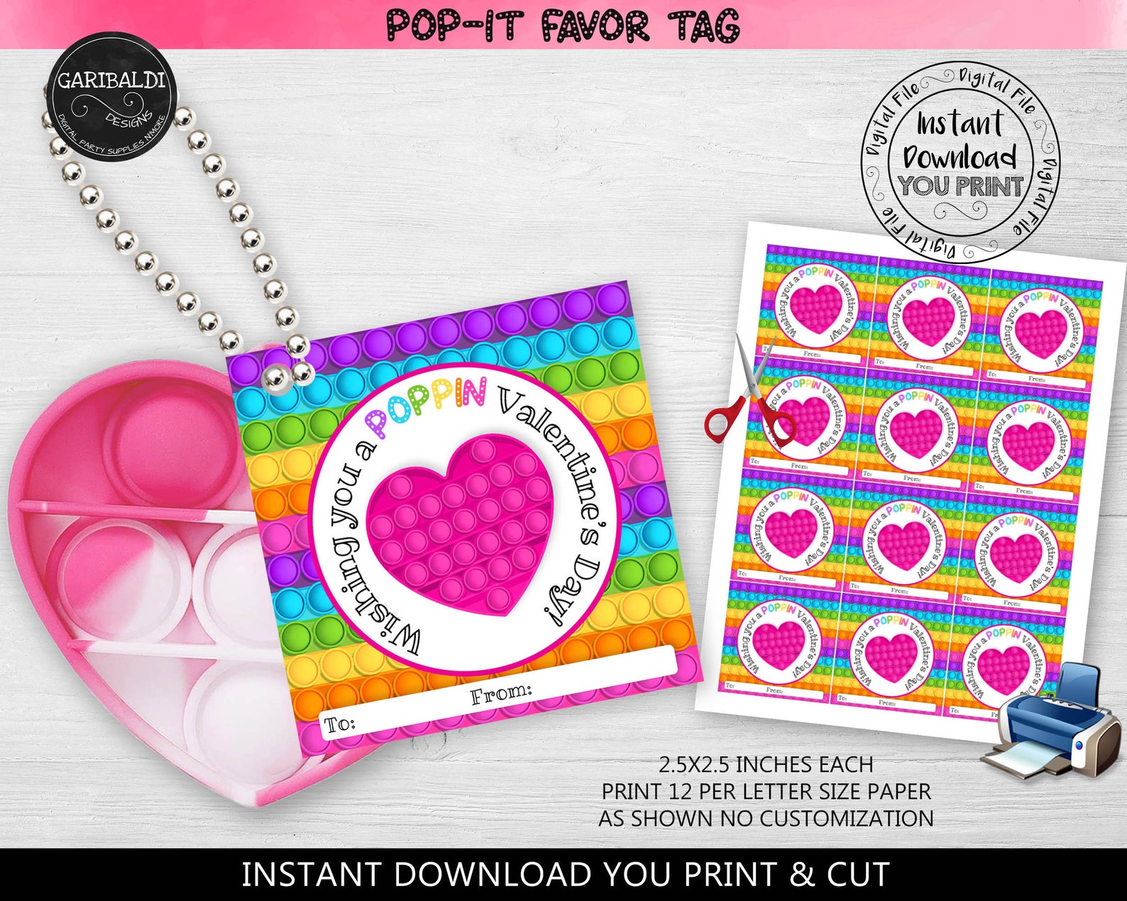 Wishing You a Poppin' Valentine's Day Pop It Fidget - Etsy