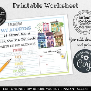 Editable My Address Worksheet I Know My Address Practice Worksheet ...