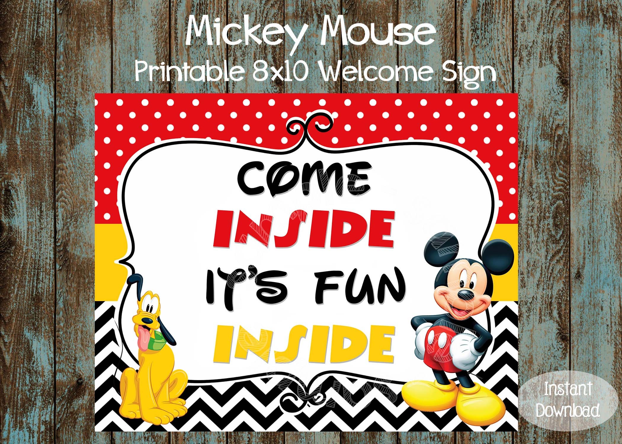 Mickey Mouse Welcome Sign Mickey Mouse Birthday Sign Mickey | Etsy
