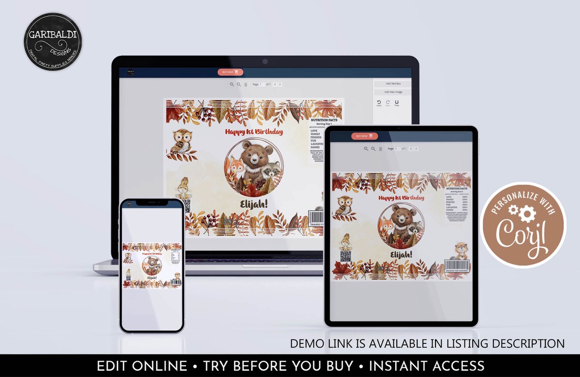 Editable Woodland Fall Chip Bag Wrapper Printable Autumn - Etsy