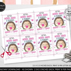 Printable Valentine's Day Cards, Hedgehog Valentine's Day Card, School ...