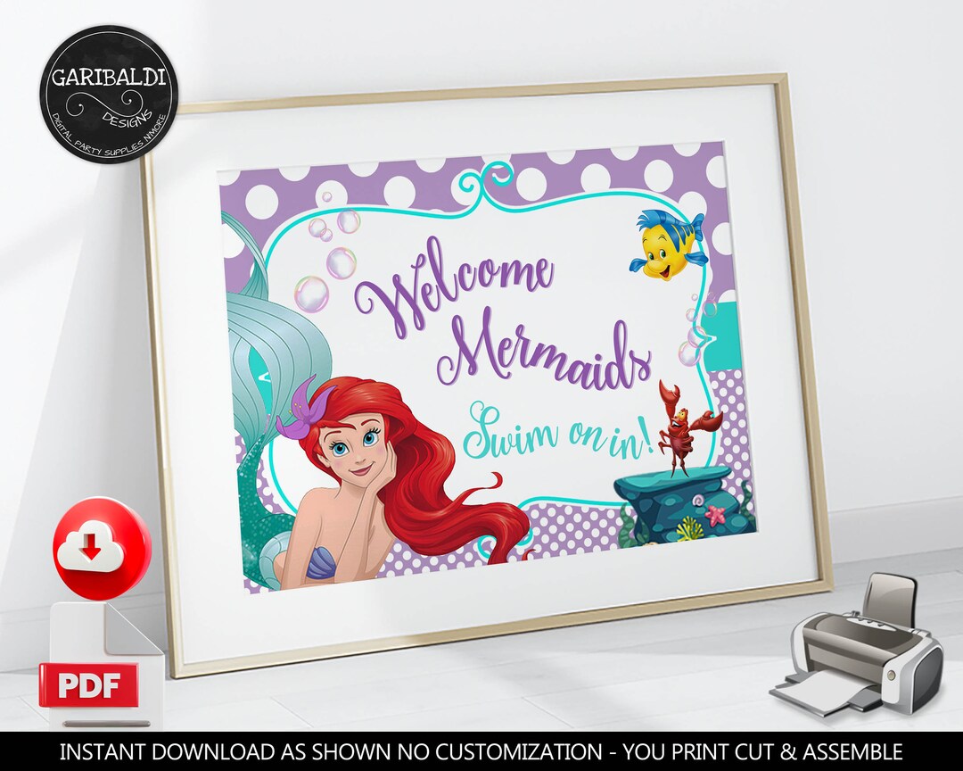 Little Mermaid Welcome Sign Welcome Mermaids Party Poster Printable ...