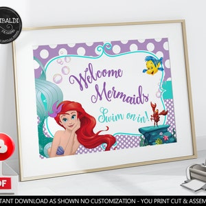 Little Mermaid Welcome Sign Welcome Mermaids Party Poster Printable ...