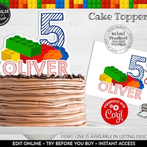 Editable Building Blocks Cake Topper, Printable Building Blocks ...