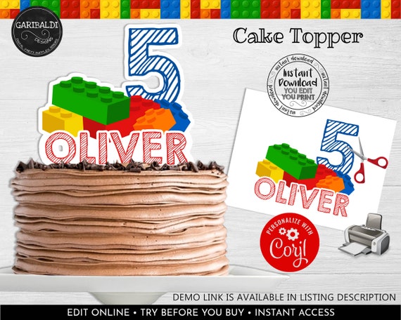 Editable Building Blocks Cake Topper Printable Building | Etsy