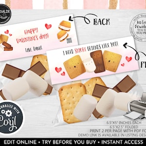Editable Valentine's Day Bag Topper Smores Valentine's Day Treat Bag ...