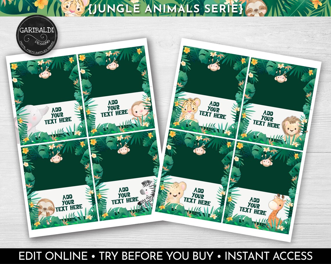 Editable Safari Animals Food Labels Instant Download Food Tags - Etsy