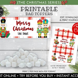 Editable Christmas Bag Topper Holidays Bag Topper Printable Nutcracker ...