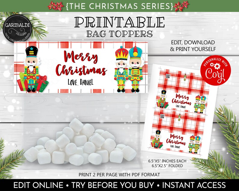 Editable Christmas Bag Topper Holidays Bag Topper Printable - Etsy