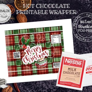 Hot Cocoa Wrapper Printable Christmas Hot Cocoa Wrapper Christmas Hot ...