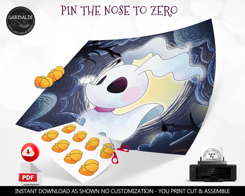 Pin the Nose on Zero Game Nightmare Before Christmas Party Halloween ...