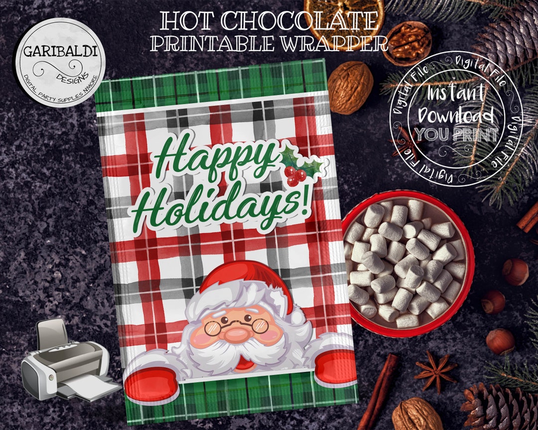 Hot Cocoa Wrapper Printable Christmas Hot Cocoa Wrapper Christmas Hot ...