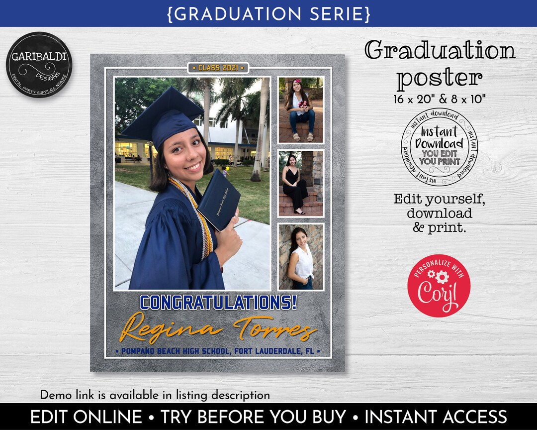 Editable Graduation Photo Collage Graduation Poster Instant Download ...