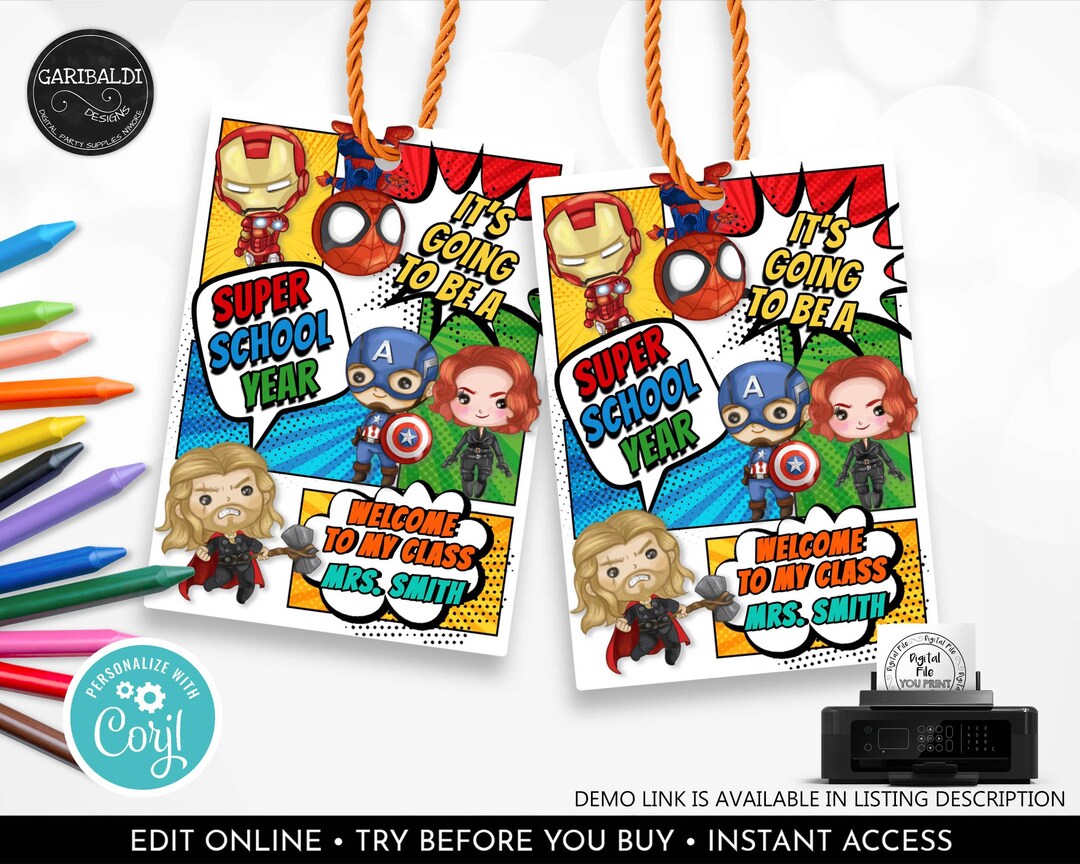 Editable Superhero Favor Tags It's Going to Be A Super Year Gift Tag ...
