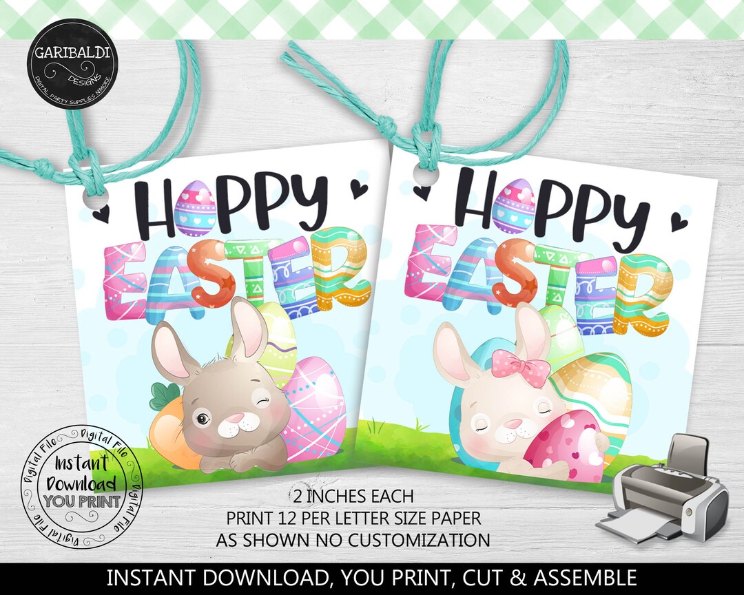 Instant Download Hoppy Easter Gift Tag, Printable Easter Favor Tag ...
