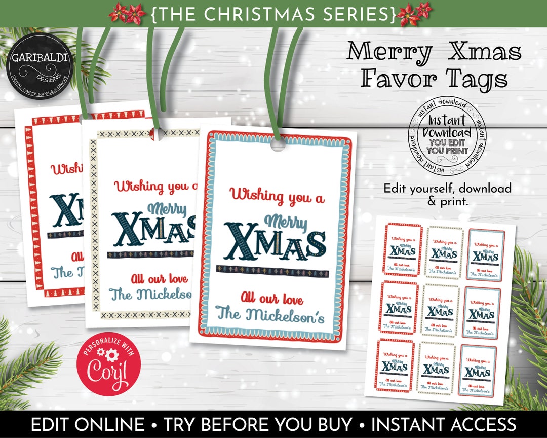 Editable Christmas Gift Tags Instant Download Christmas Tags Holiday ...