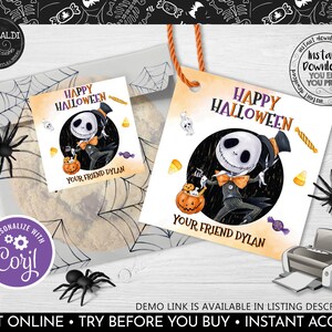 Editable Halloween Favor Tags Skeleton Gift Tags Trick or Treat Tags ...
