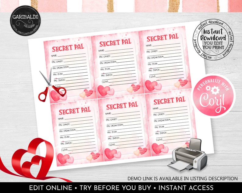 Editable Secret Valentine's Day Questionnaire Secret - Etsy