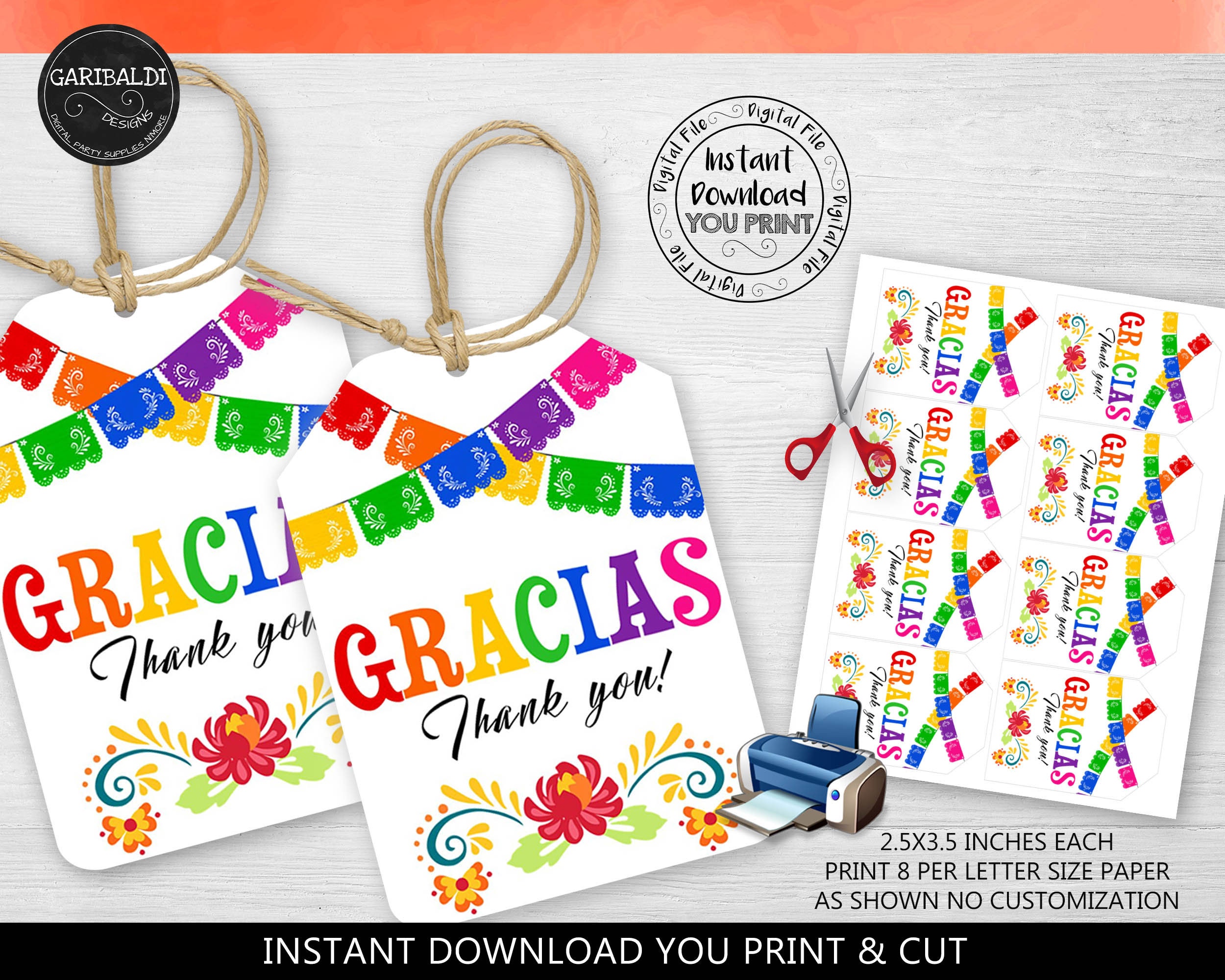 Taco Party Favor Tags Cinco De Mayo Favor Tags Printable Fiesta Party ...