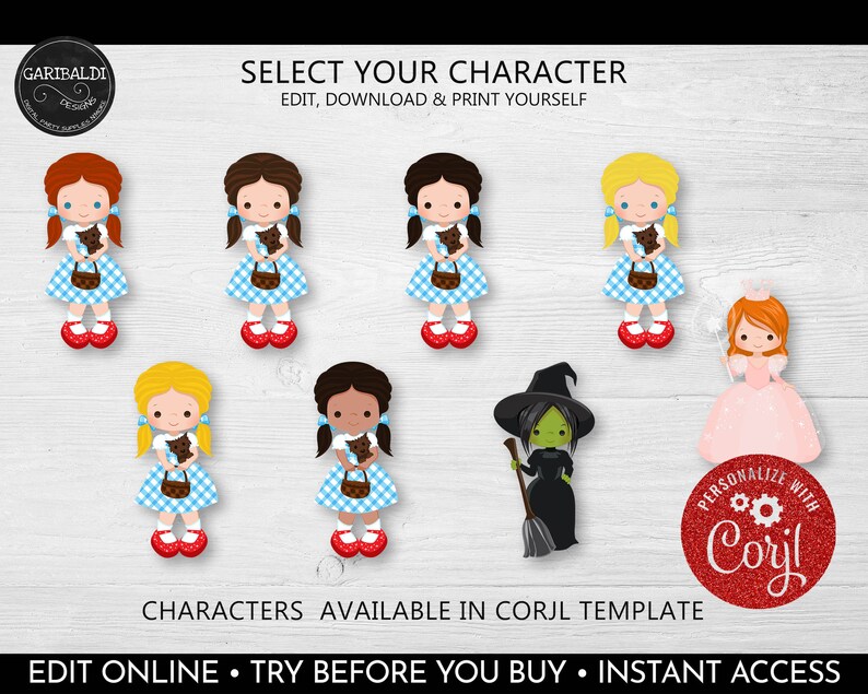 Editable Wizard of Oz Cake Topper Printable Wizard of Oz Birthday Party ...