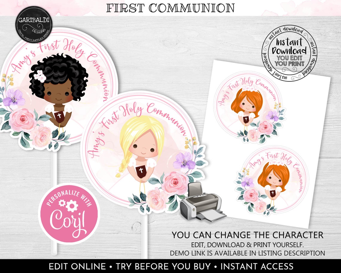 Editable First Communion Centerpieces Printable First - Etsy