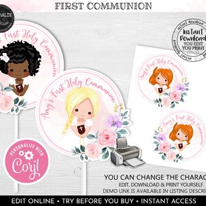 Editable First Communion Centerpieces, Printable First Communion ...