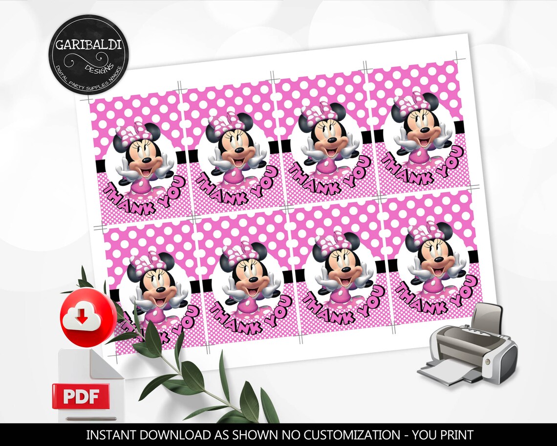 Minnie Mouse Favor Tags Minnie Forever Thank You Tags Minnie Mouse ...