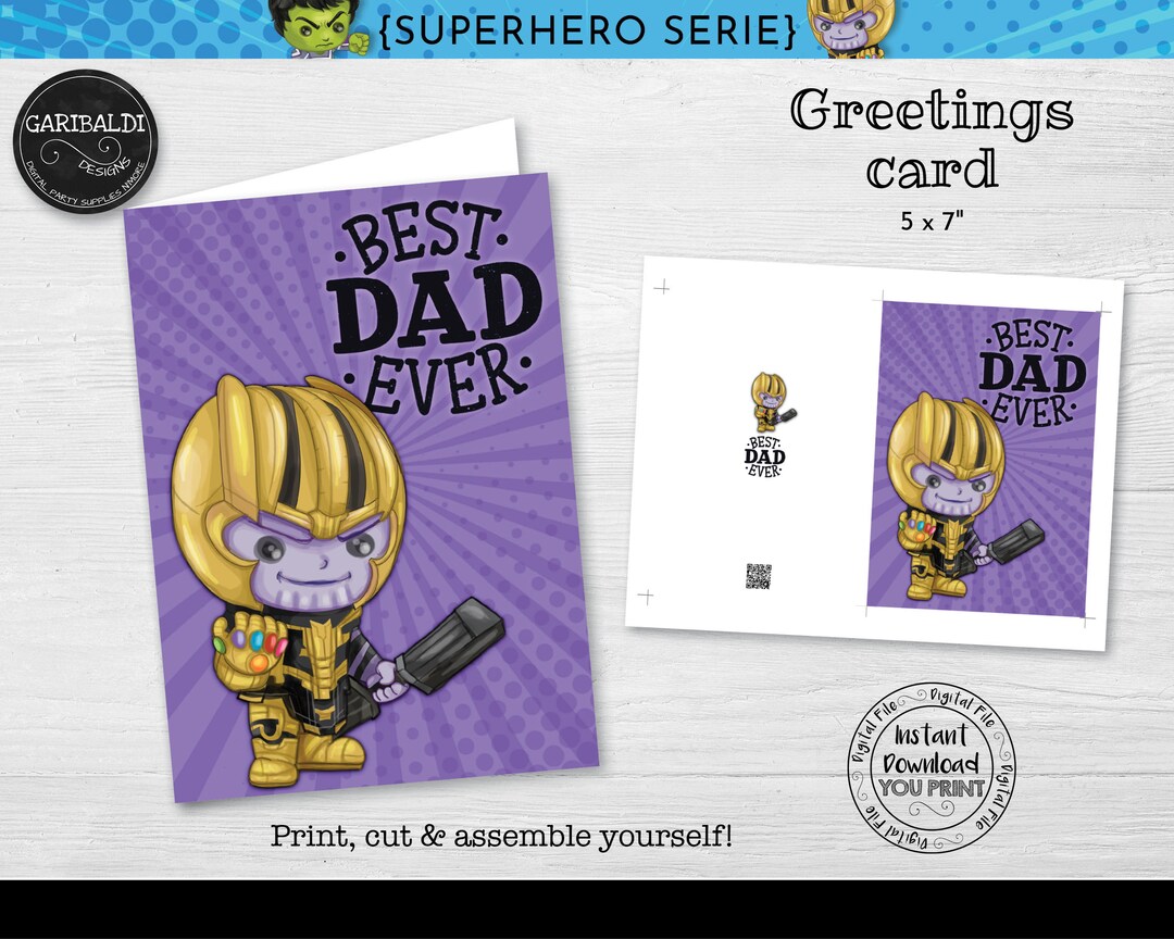 Instant Download Father's Day Card, Superhero Fathers Day Card, Super ...