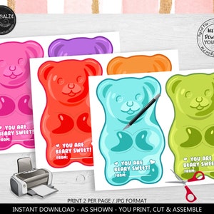 Gummy Bears Valentine's Day Cards Valentine's School Kids Classroom ...