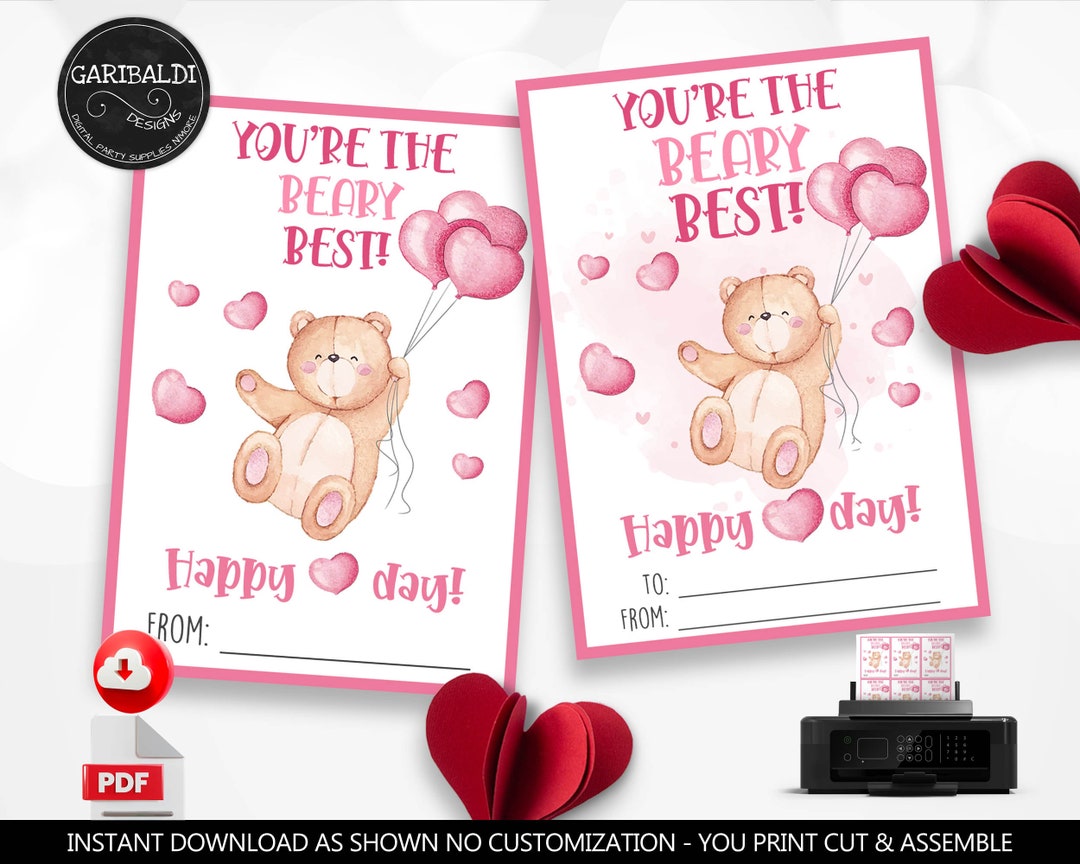 You Are the Beary Best Valentine's Day Card Bear Valentine's Day Tag ...