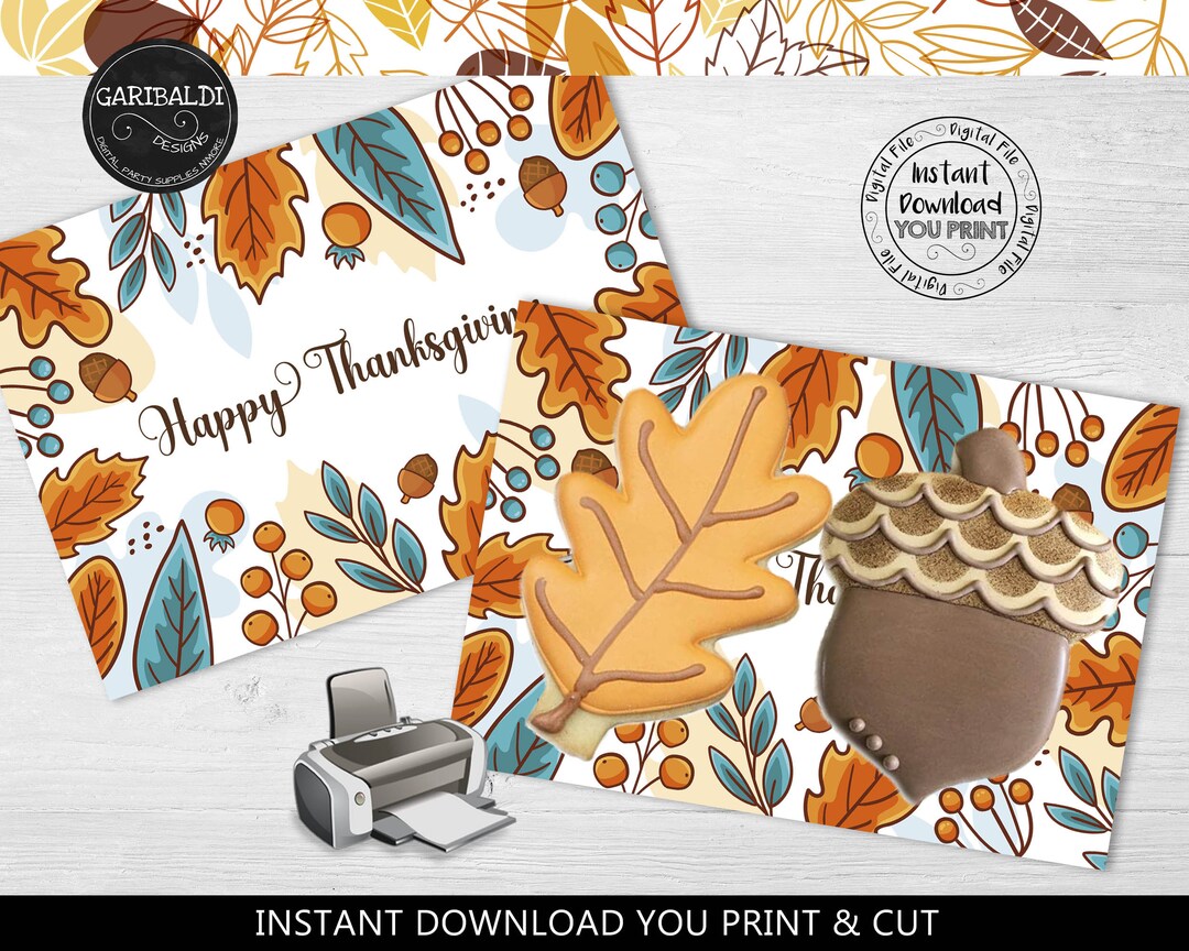 Printable Thanksgiving Cookie Card Printable Cookie Card Holder Instant ...
