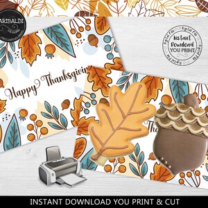 Printable Thanksgiving Cookie Card Printable Cookie Card Holder Instant ...