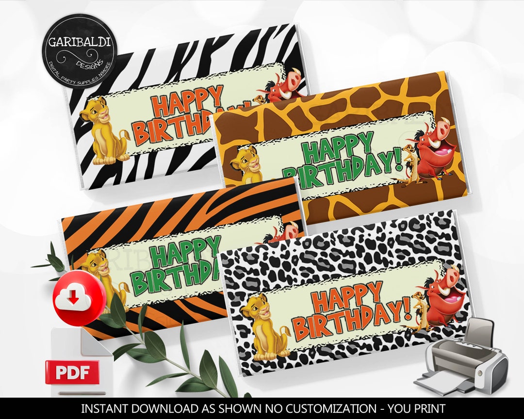 Lion King Chocolate Bar Wrapper Instant Download Lion Safari Jungle ...