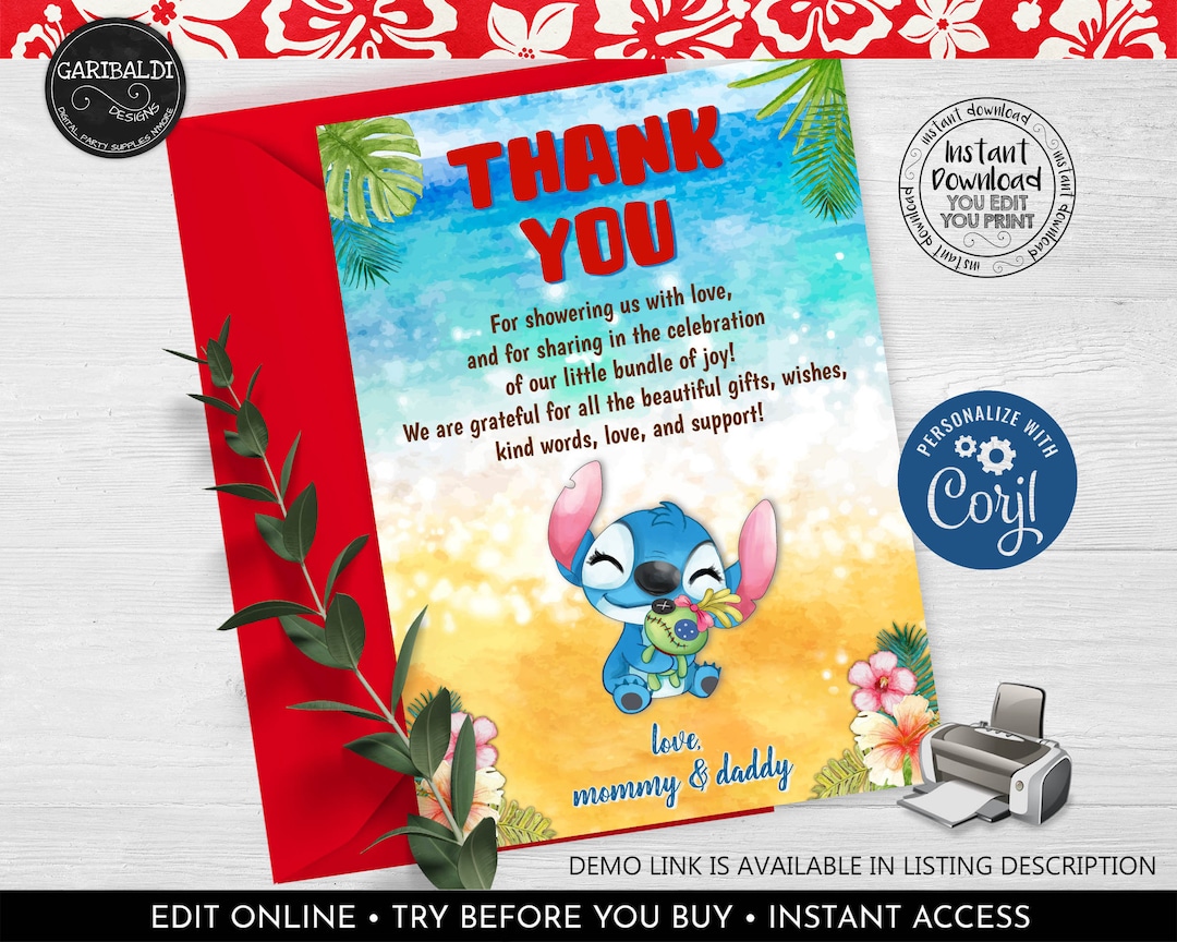 Editable Thank You Card Baby Shower Cute Alien Thank You Card Instant ...