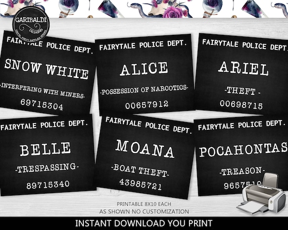 Princess Mugshot Sign Printable Mugshot Sign Photo Prop - Etsy Canada