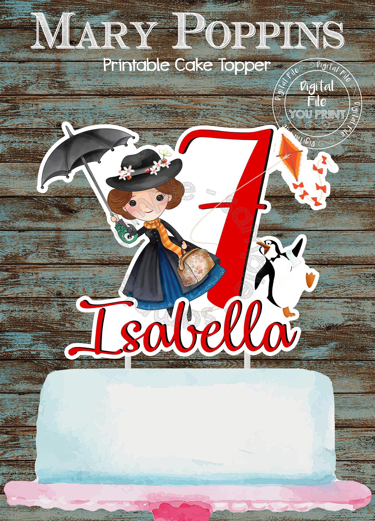 Printable Mary Poppins Cake Topper Mary Poppins Centerpiece | Etsy