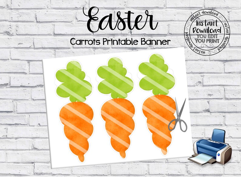 Printable Easter Banner Printable Carrot Banner Easter INSTANT DOWNLOAD ...
