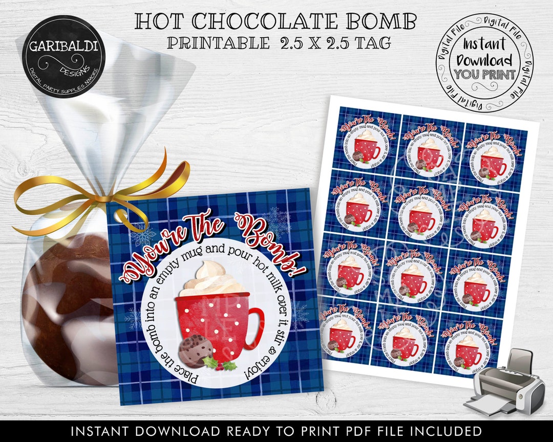 Hot Chocolate Bomb Tag Hot Chocolate Bomb Christmas Gift Tag Holiday ...